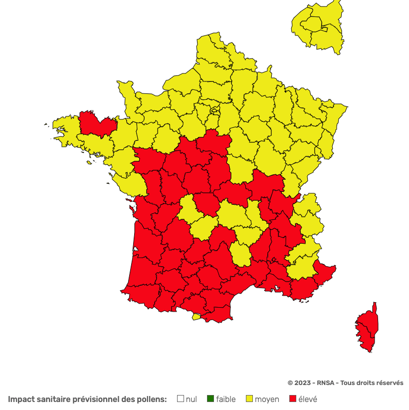 Forte concentration de pollens de graminées à Lyon