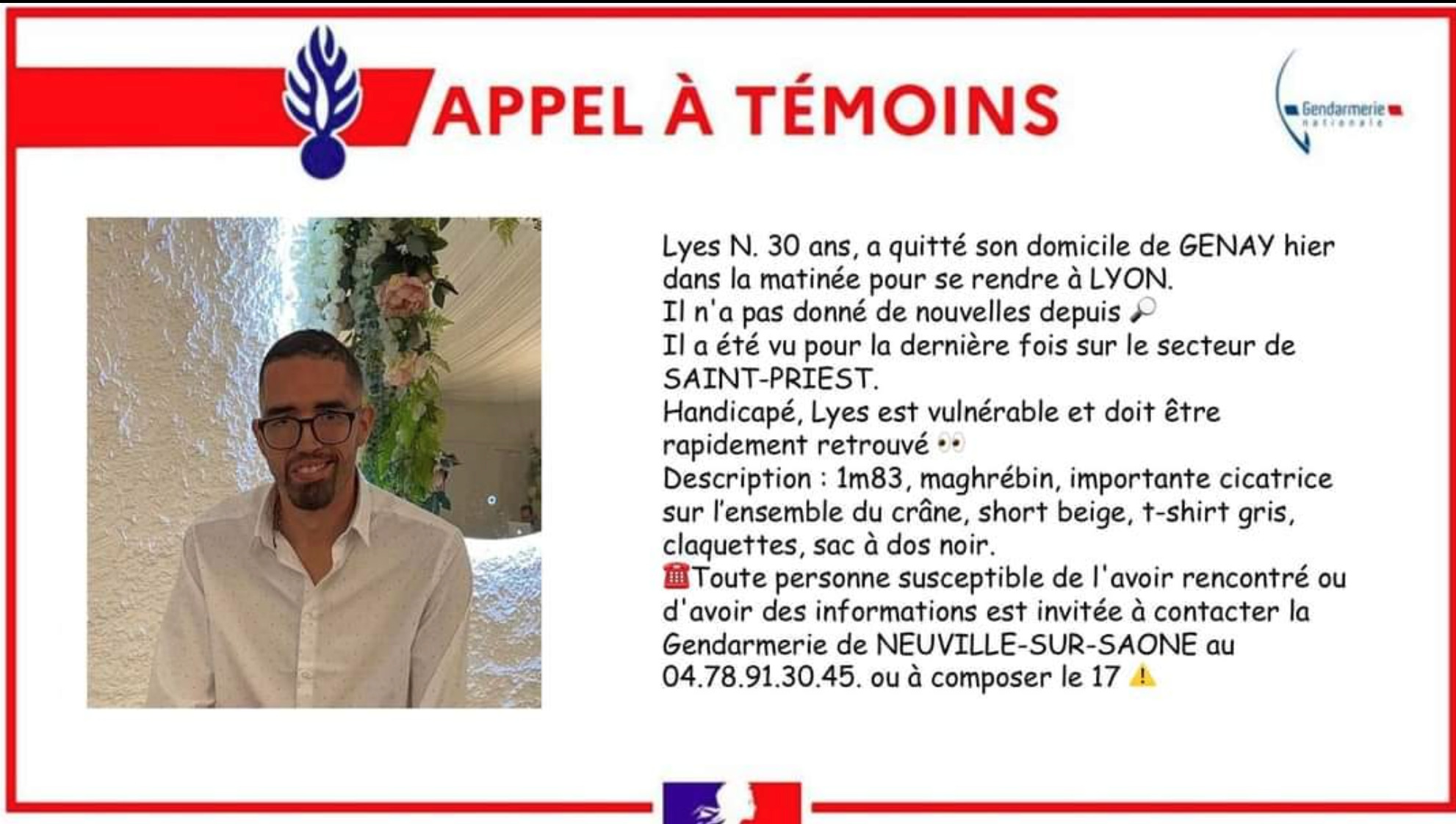 Disparition : un homme originaire de Genay et en situation de handicap ...